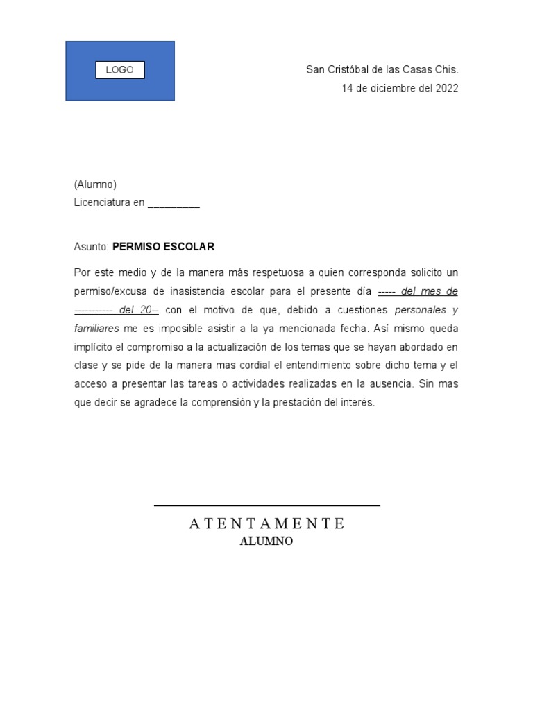 Permiso Escolar | PDF