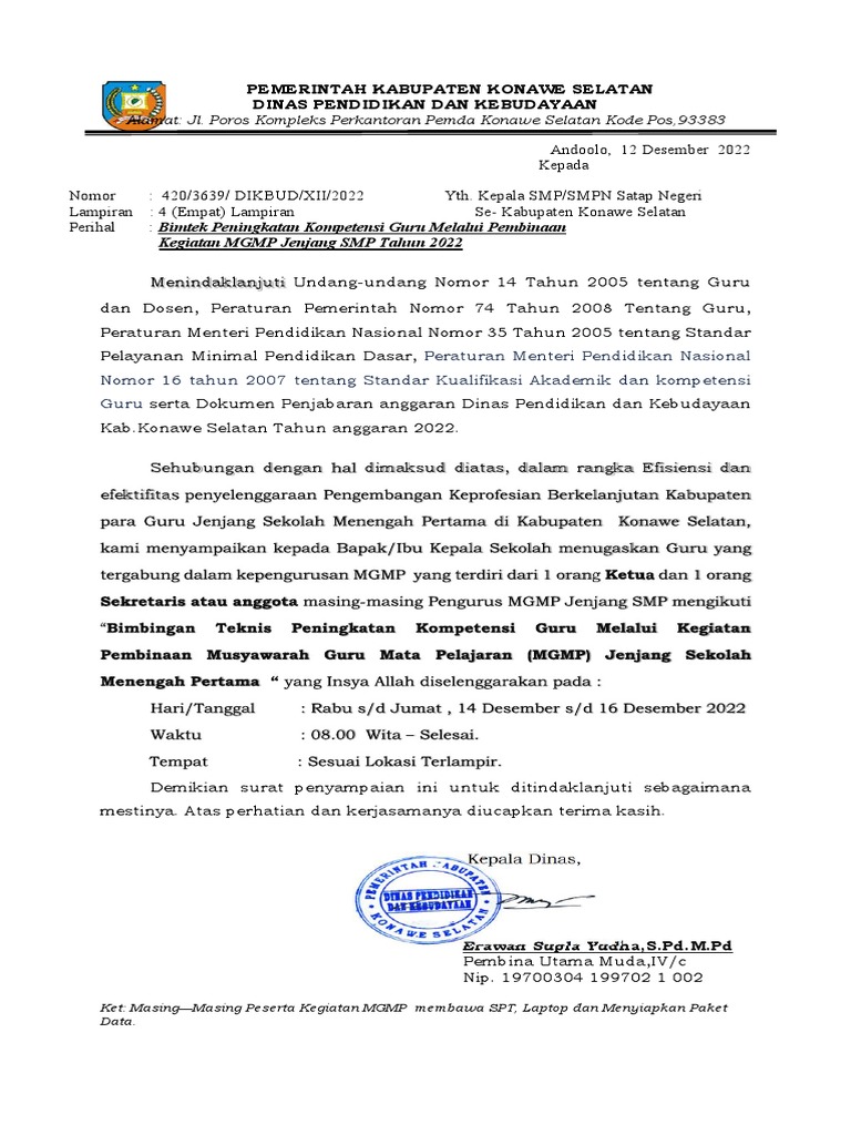 Surat MGMP 2022 | PDF