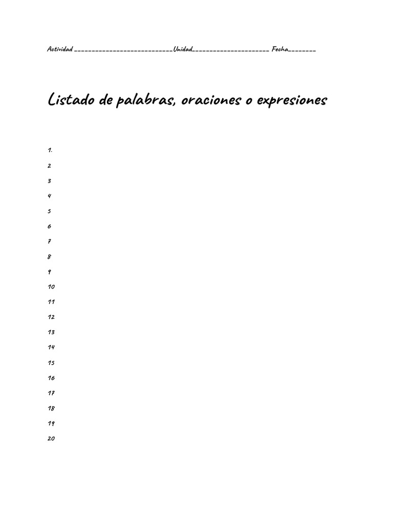 Hoja, Listado de Palabras para Deletreo o Dictado | PDF