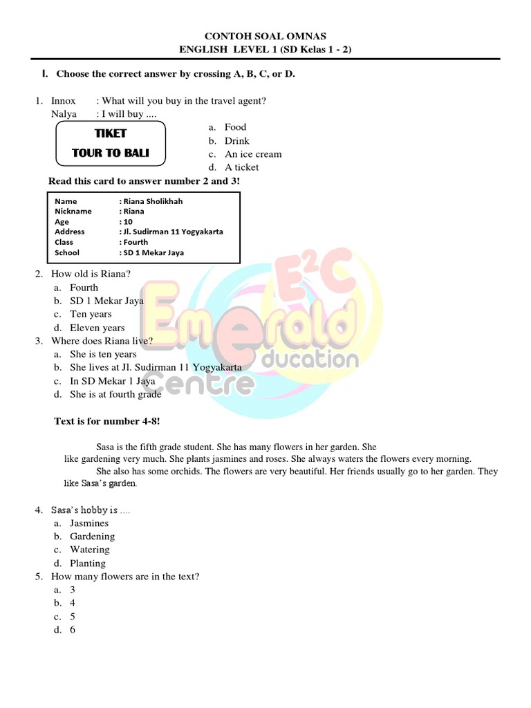 Omnas Contoh Soal e 1 | PDF | Cuisine | Cooking