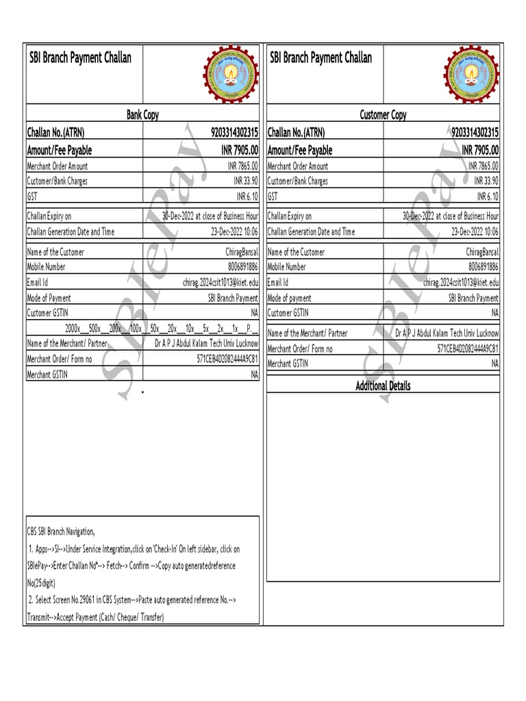Sbiepay Sbiepay: Sbi Branch Payment Challan Sbi Branch Payment Challan | Download Free PDF ...