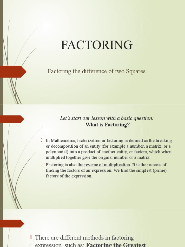 Math Factoring Presentation | PDF