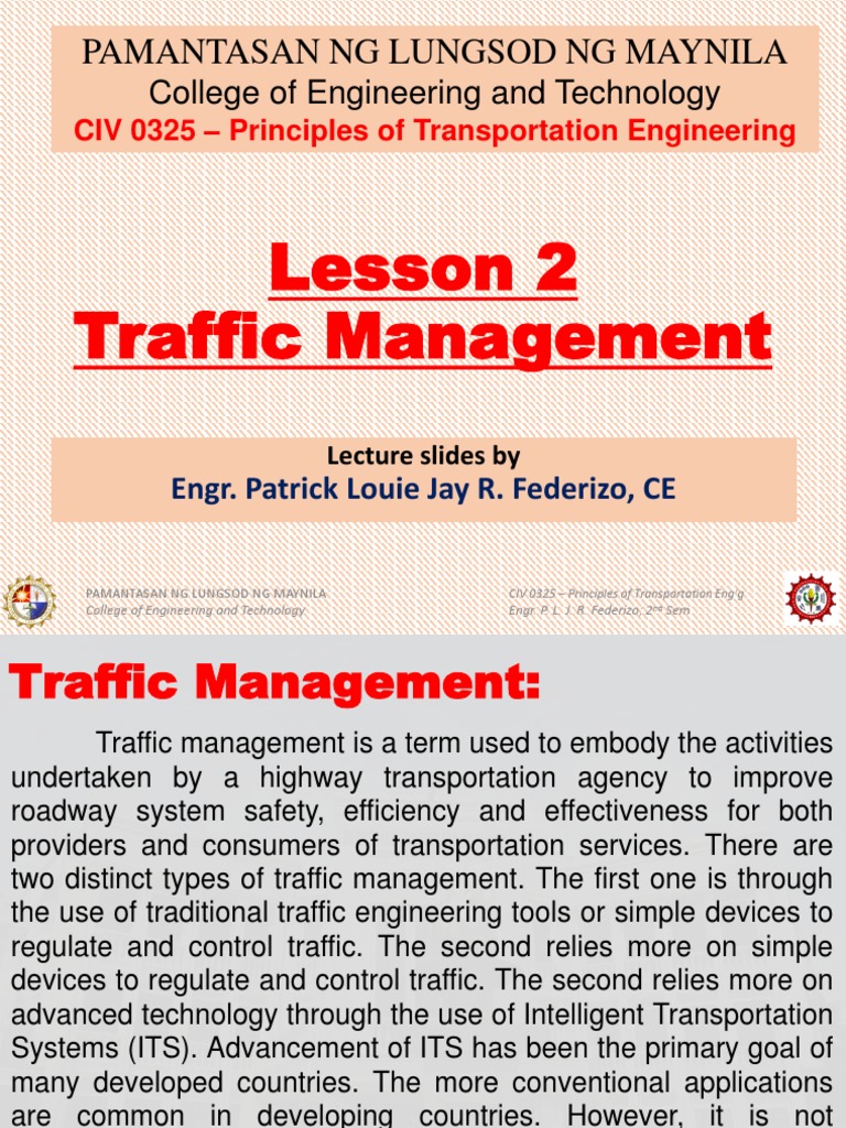 Lesson 2 Traffic Management | PDF | Traffic | Road