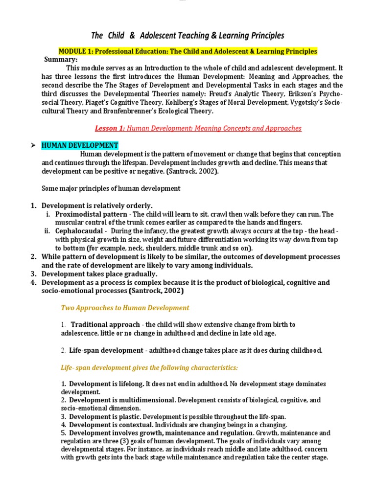 EDUC 1 Child and Adolescent | PDF | Developmental Psychology | Id