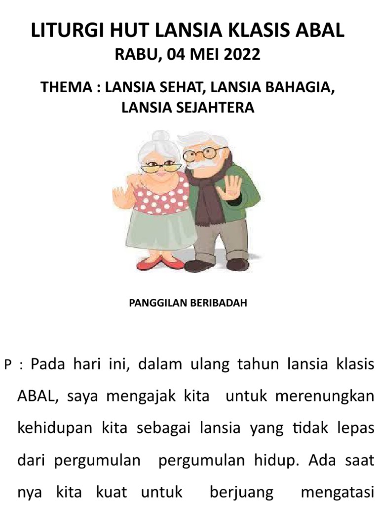 Liturgy HUT Lansia Klasis ABAL | PDF | Agama & Spiritualitas