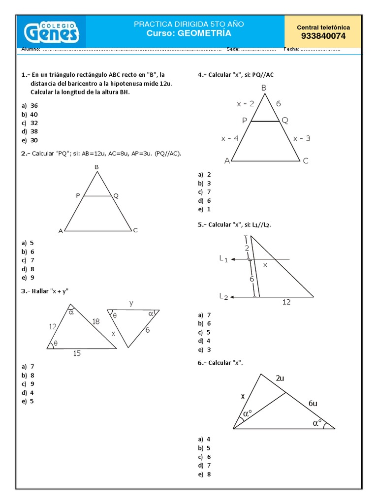 Semejanza de Triangulos | PDF | Triángulo | Geometría triangular