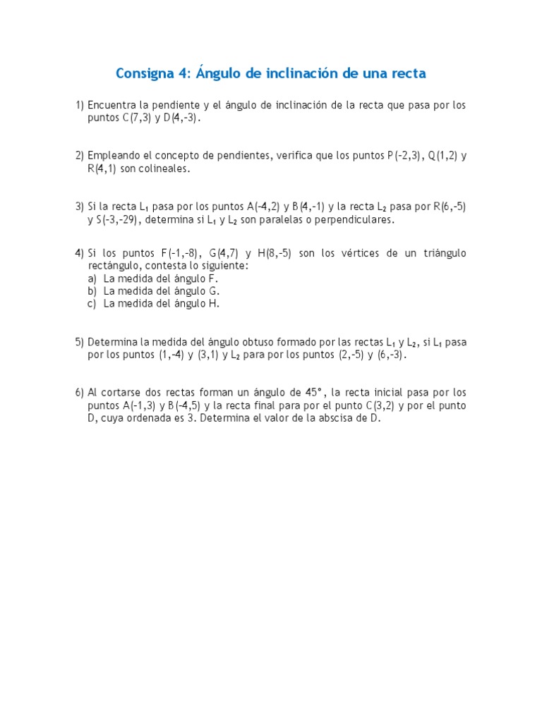 Consigna 4 - Ángulo de Inclinación de Una Recta | PDF