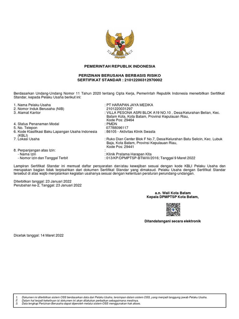 Sio (Izin Klinik) Dian Center | PDF