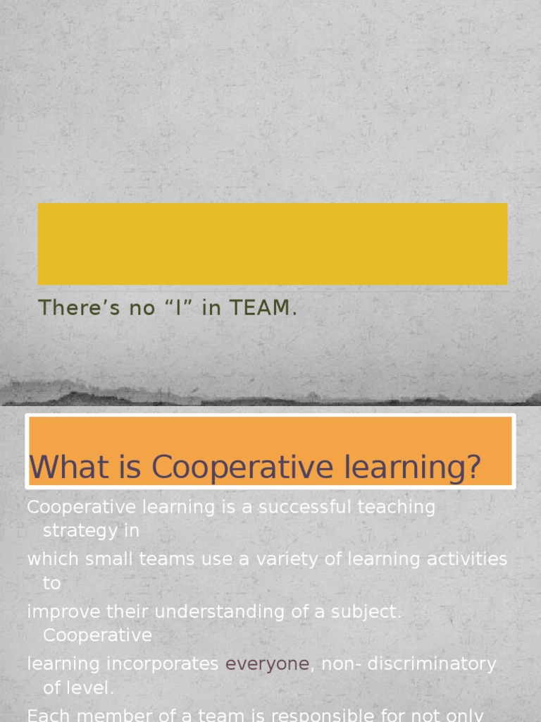 Cooperative Learning | PDF | Teaching | Learning