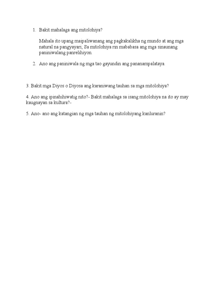 Bakit Mahalaga Ang Mitolohiya | PDF