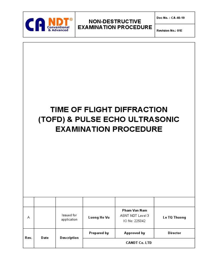 CA-40-19-TOFD-UT Procedure-AWS D1.1 | PDF | Nondestructive Testing ...