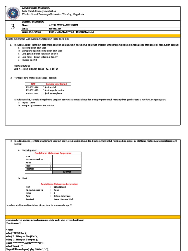 Lembar Jawaban Tugas - 3 Pemweb | PDF