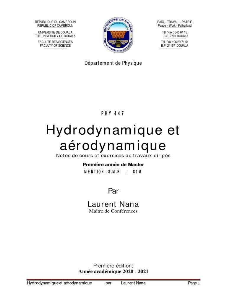 Cours MDF M1 2020 | PDF | Dynamique des fluides | Écoulement laminaire