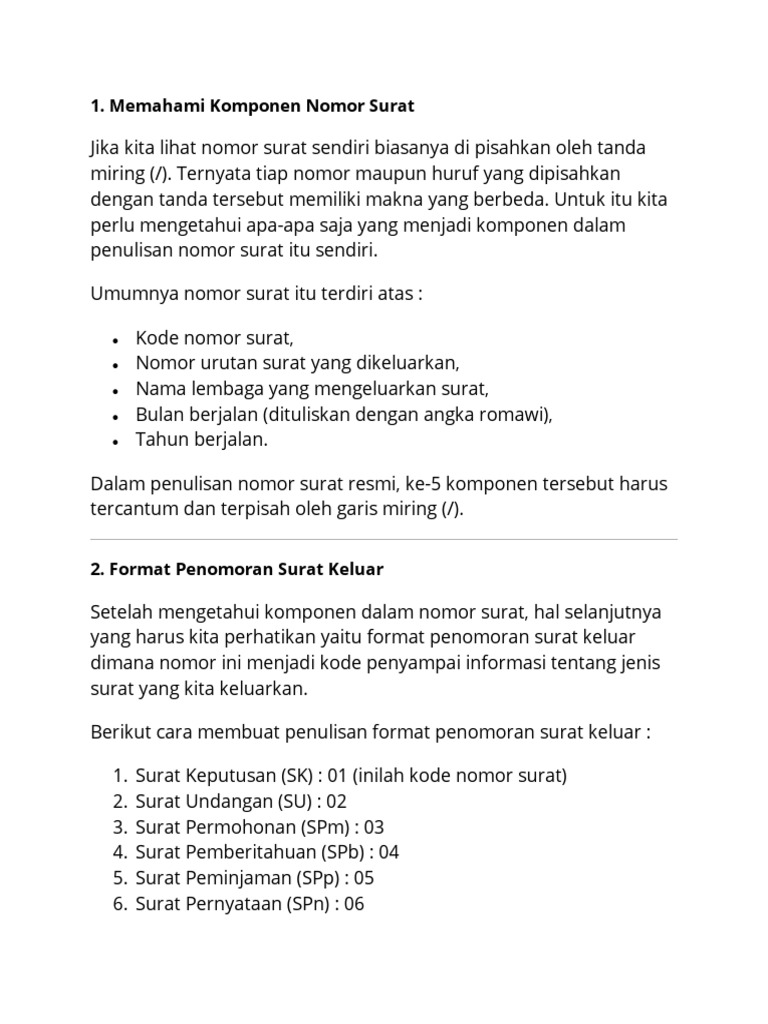 Panduan Penomeran Surat Keluar | PDF | Karier & Perkembangan | Bisnis