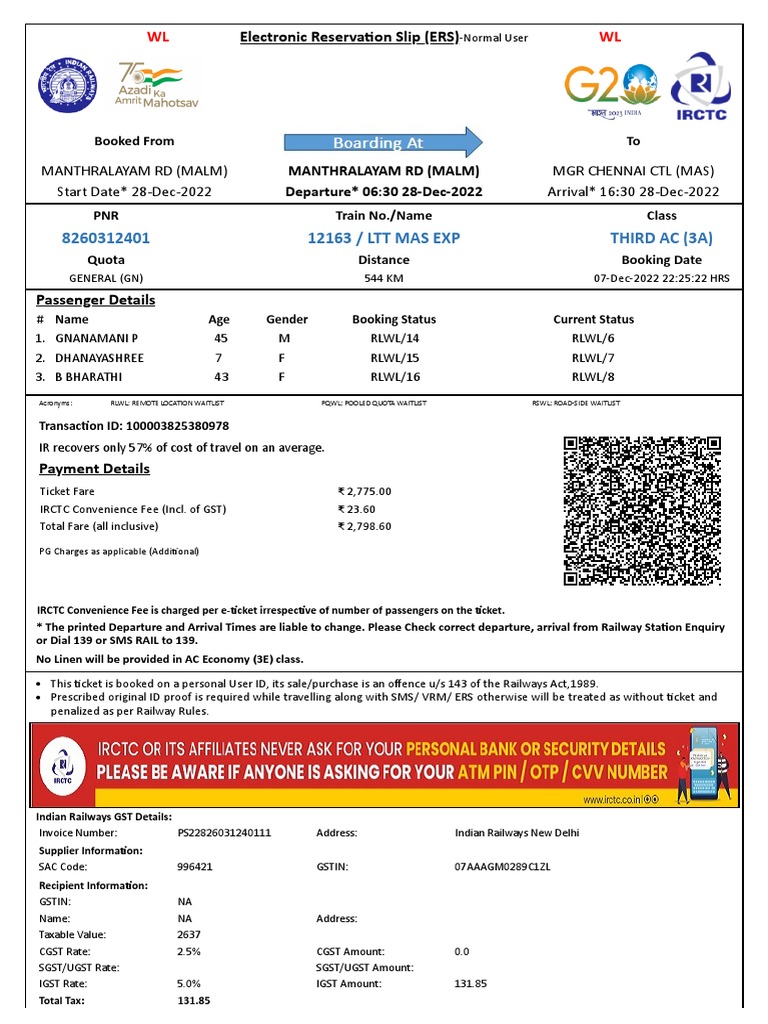 LTT Mas Exp Third Ac (3A) : WL WL | PDF | Identity Document | Government