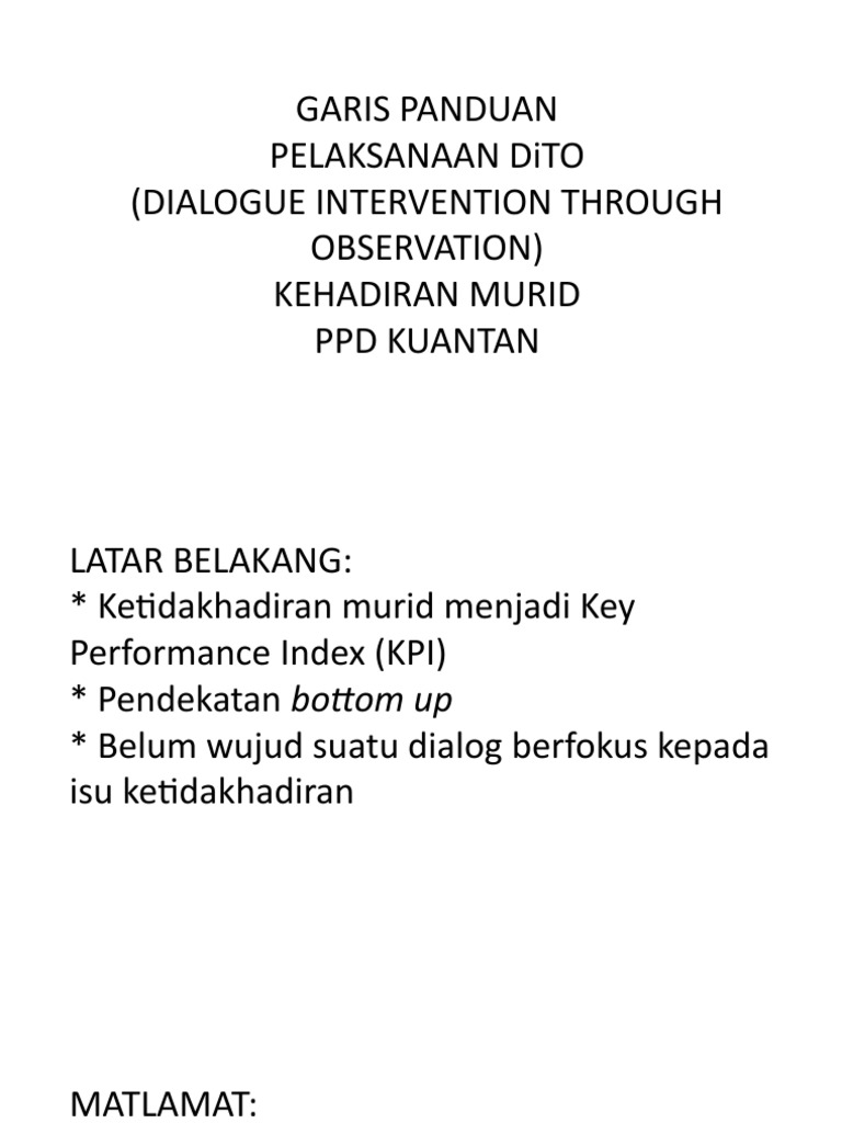 GARIS PANDUAN PELAKSANAAN DiTO | PDF
