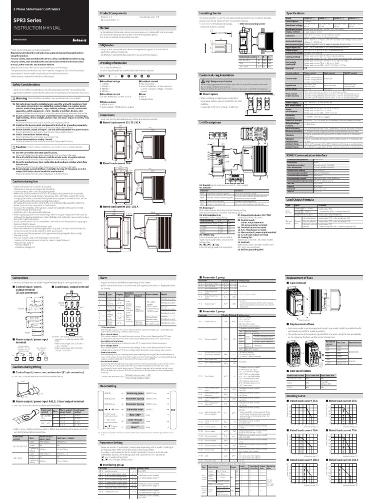 SPR3 Series Power Controller Manual | PDF | Insulator (Electricity ...