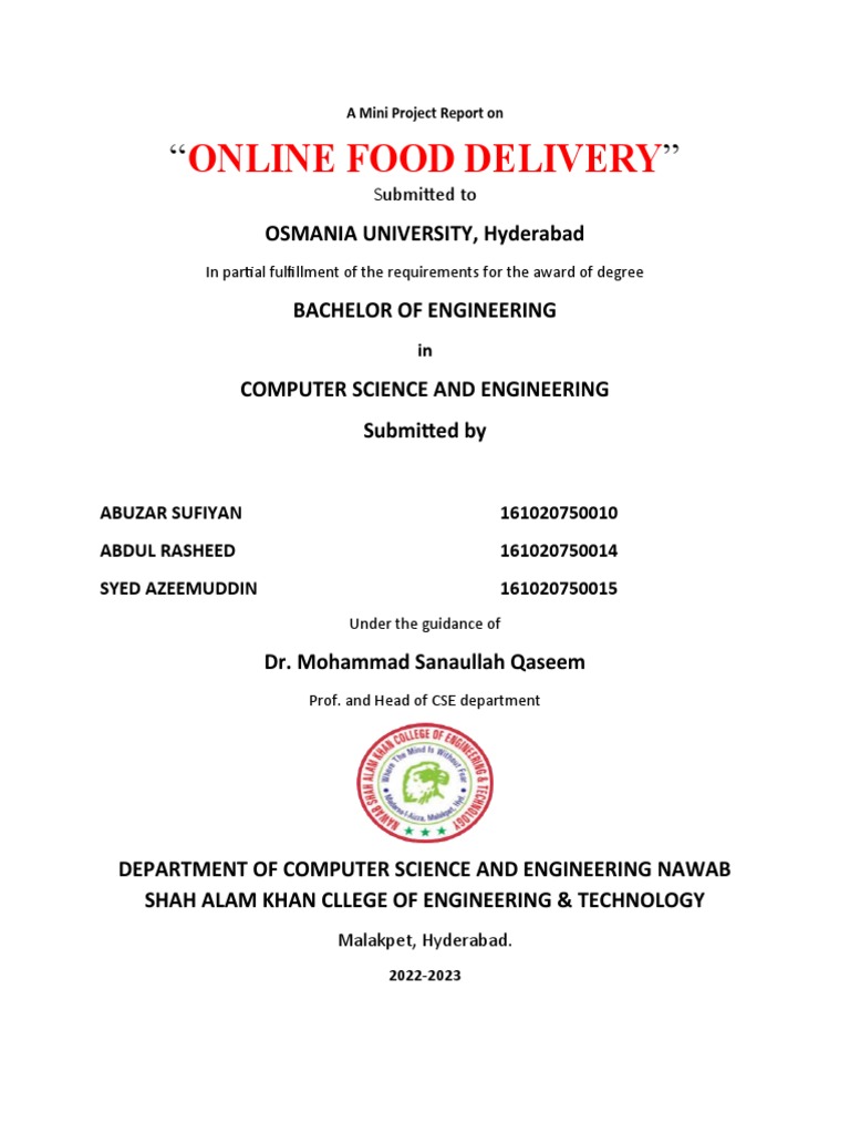 Incomplete Food Delivery Pdf Relational Database Databases 