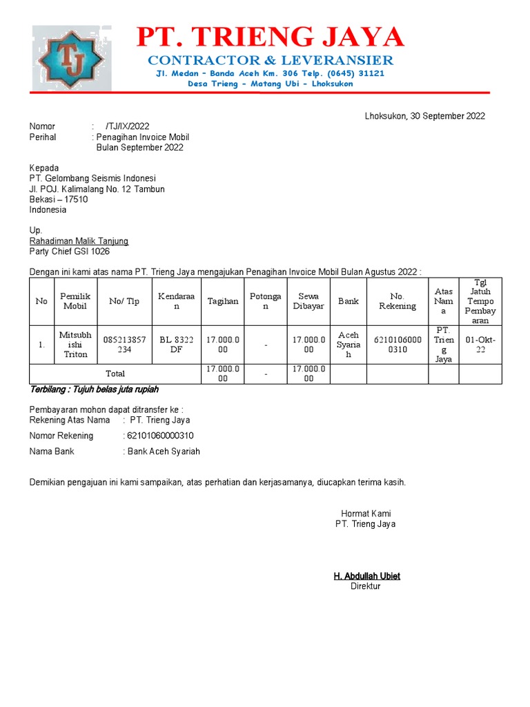 Invoice Mobil Revisi2 | PDF