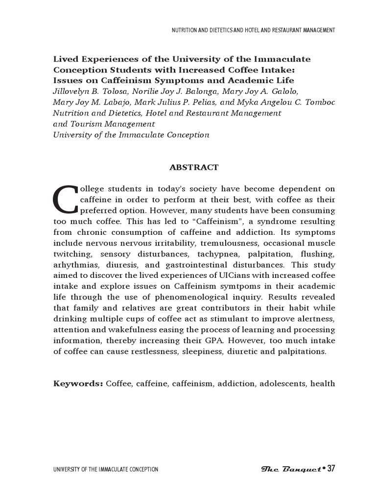 Lived Experiencesofthe Universityofthe Immaculate Conception ...