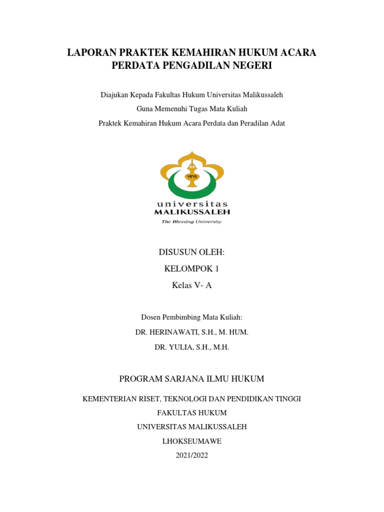 Kelompok 1 Laporan Perdata Pengadilan Negeri V-A | PDF