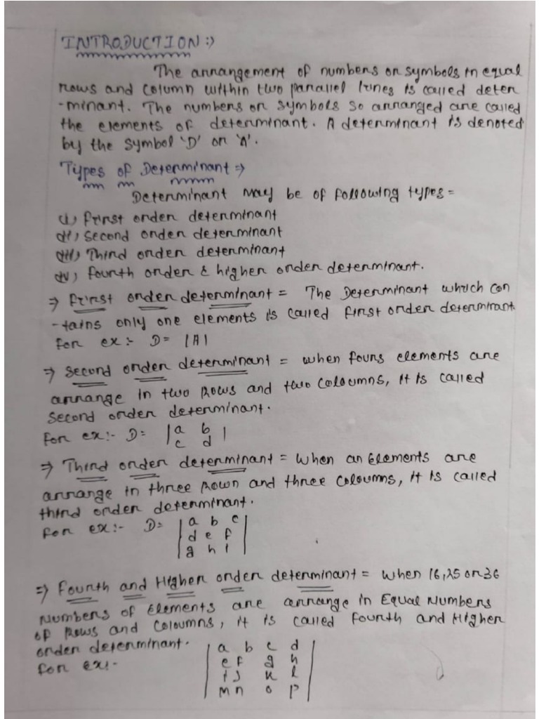 Project On Properties Of Determinants Pdf 