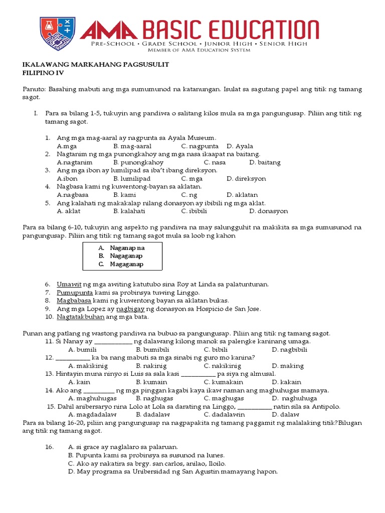 Filipino 2nd Grading Periodic Test | PDF