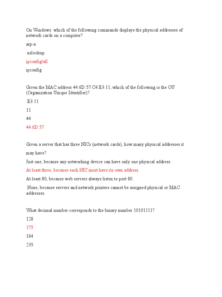 Networking Q3 | PDF | Ip Address | Computer Network