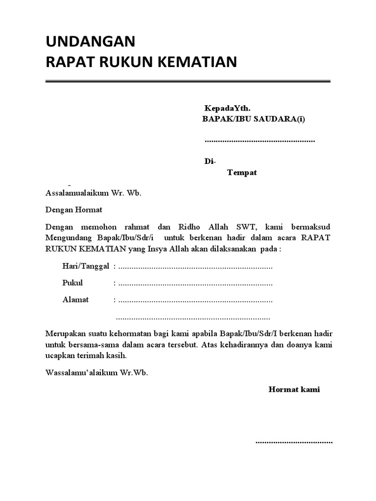Surat Rapat Rukun Kematian | PDF