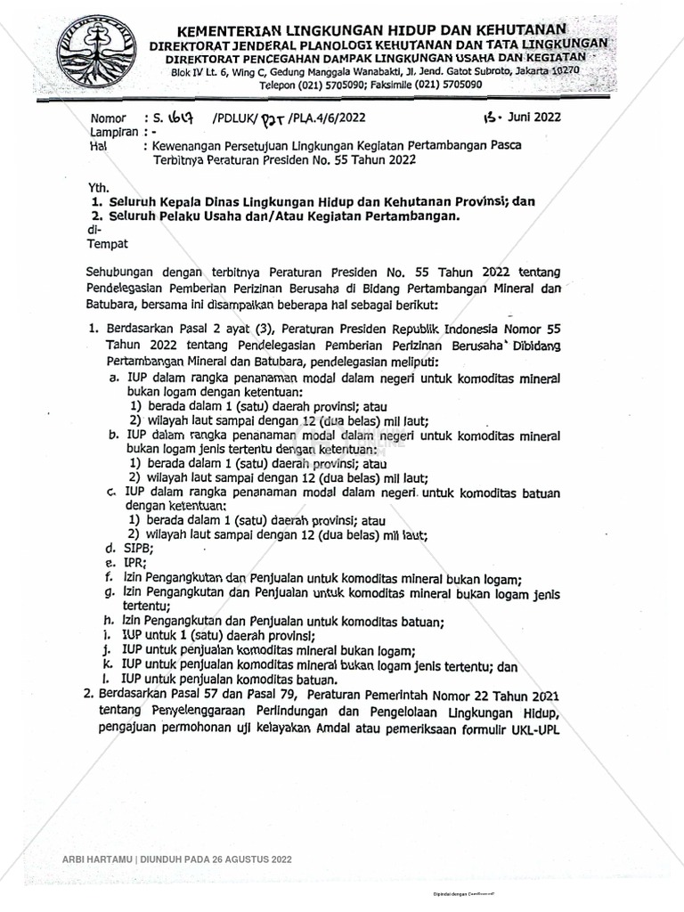 Kewenangan Persetujuan Lingkungan | PDF