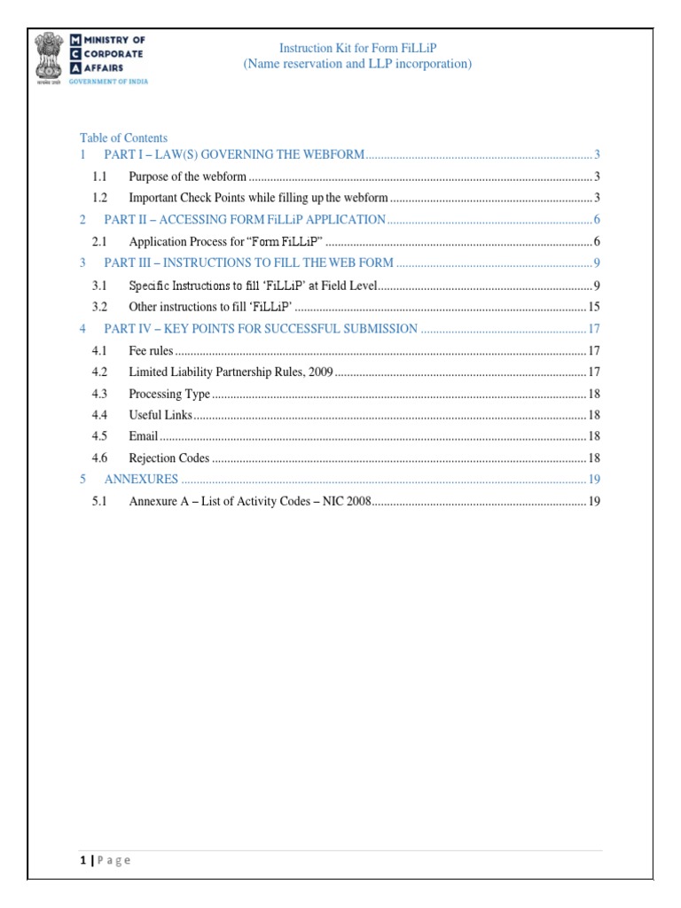 Instruction Kit - Form FiLLiP | PDF | Limited Liability Partnership | Law