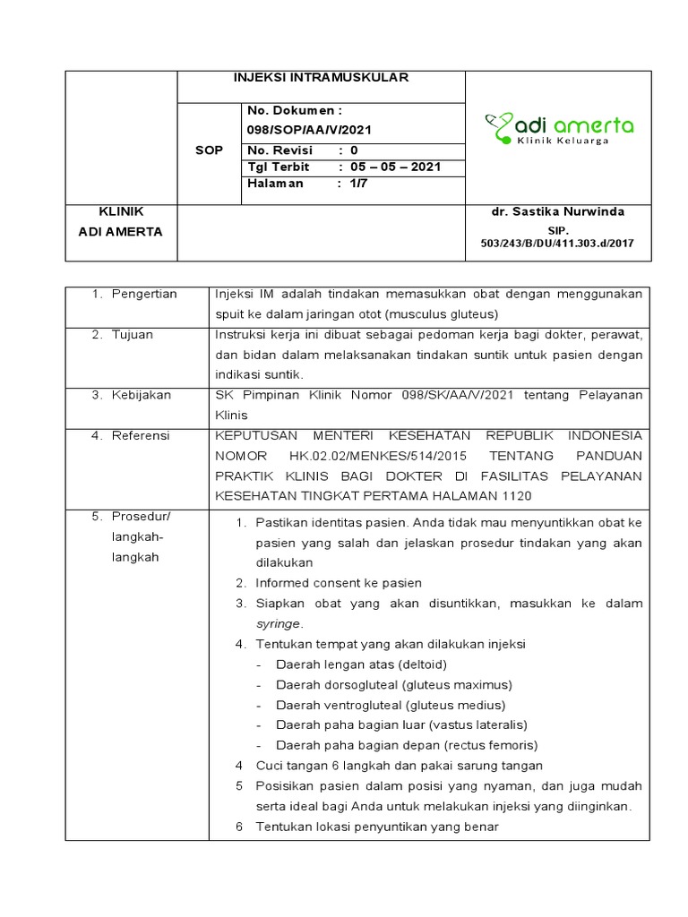 098 Sop Injeksi Intramuskular | PDF