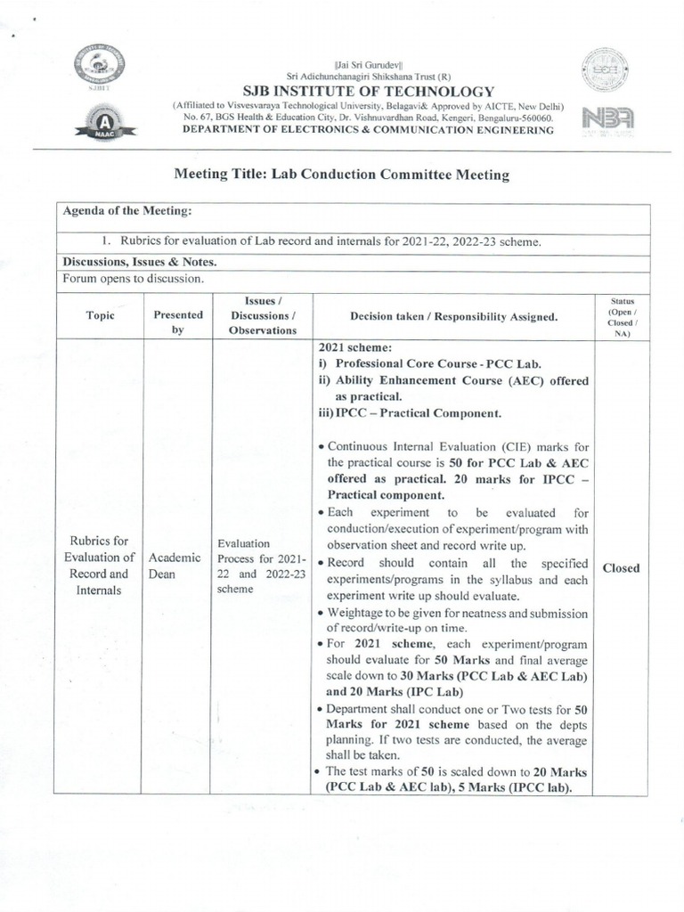 Rubrics For Evaluation of Record & Internals | PDF
