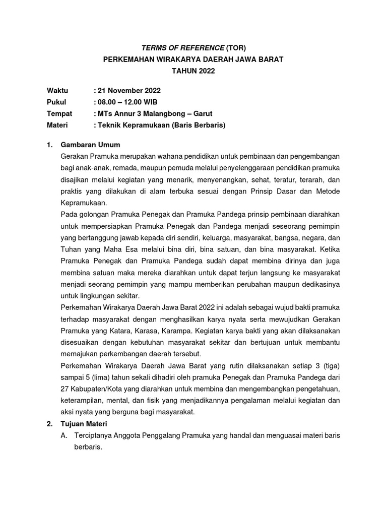 Tor Pramuka Mengajar - BNF | PDF