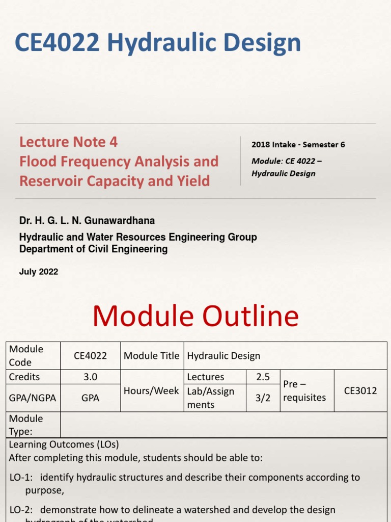 CE4022 Lecture Note 4-1 Flood Frequency Analysis and Reservoir Capacity Yield | PDF | Regression ...