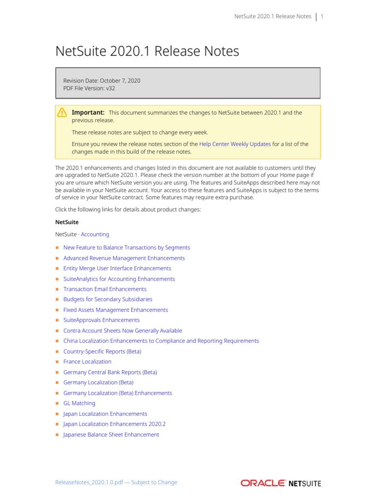 NetSuite ReleaseNotes - 2021.16 | PDF | Revenue | World Wide Web