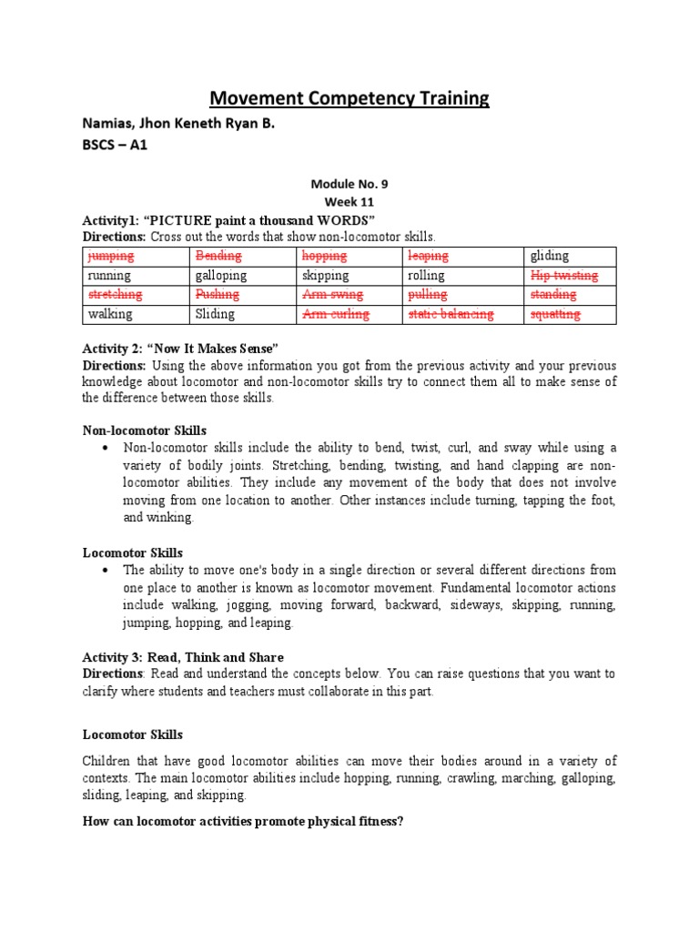 Movement Competency Training Module No. 9 | Download Free PDF ...