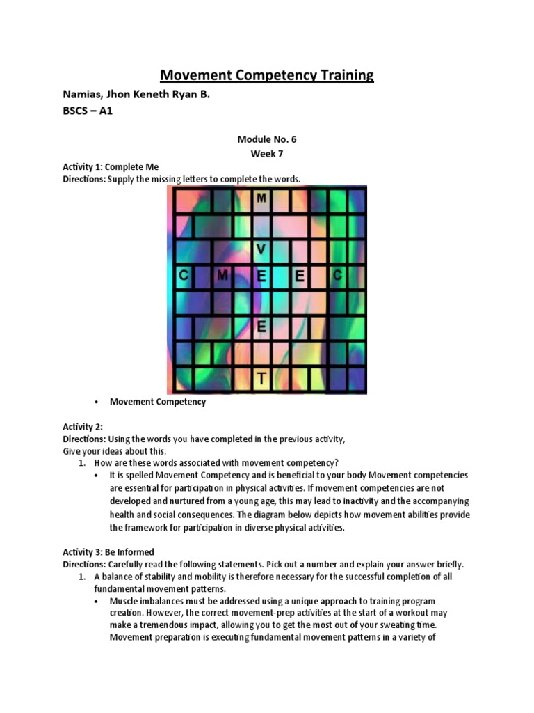 Movement Competency Training Module No. 6 | PDF