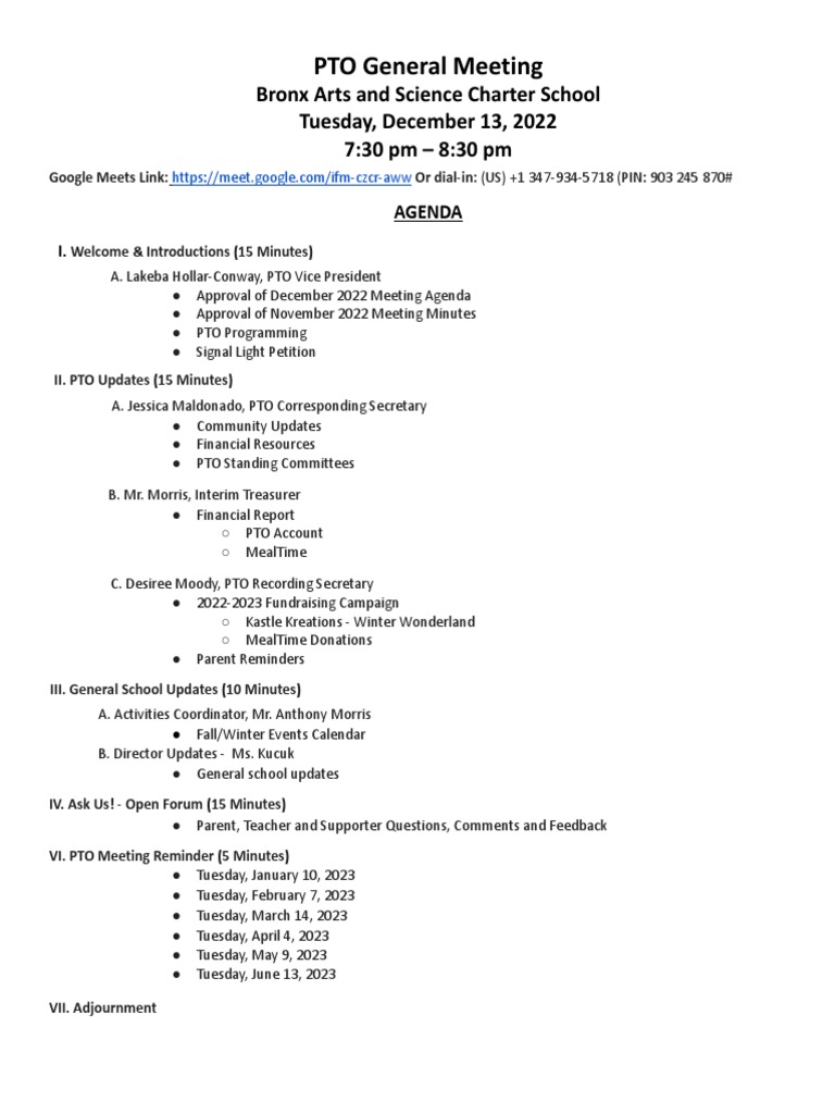 Pto General Meeting | PDF