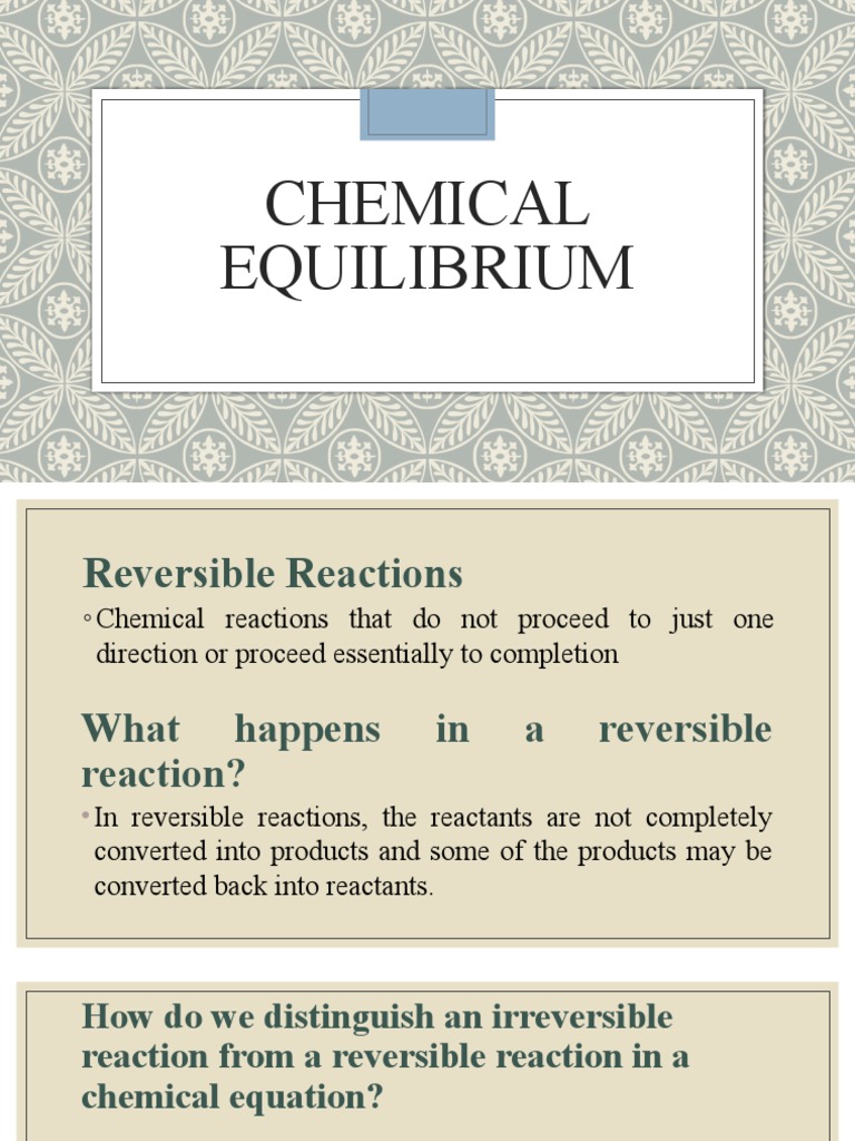 Understanding Chemical Equilibrium | PDF | Chemical Equilibrium ...