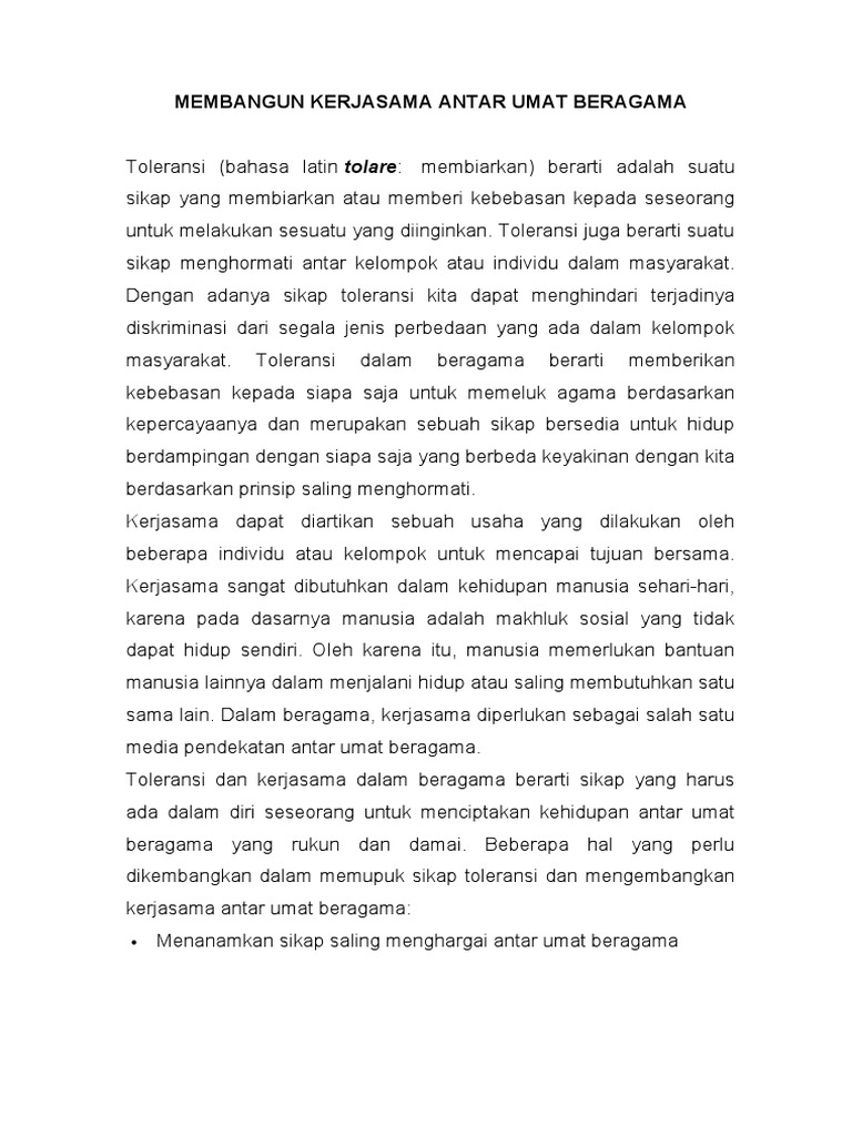 Kelas X Materi 1 - Membangun Kerjasama Antar Umat Beragama | PDF | Gaya Hidup