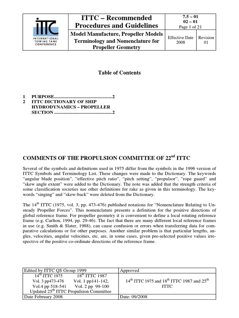 ITTC - Recommended Procedures and Guidelines | PDF | Propeller | Airfoil