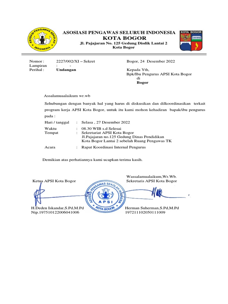 Undangan Rakor Apsi 1 | PDF