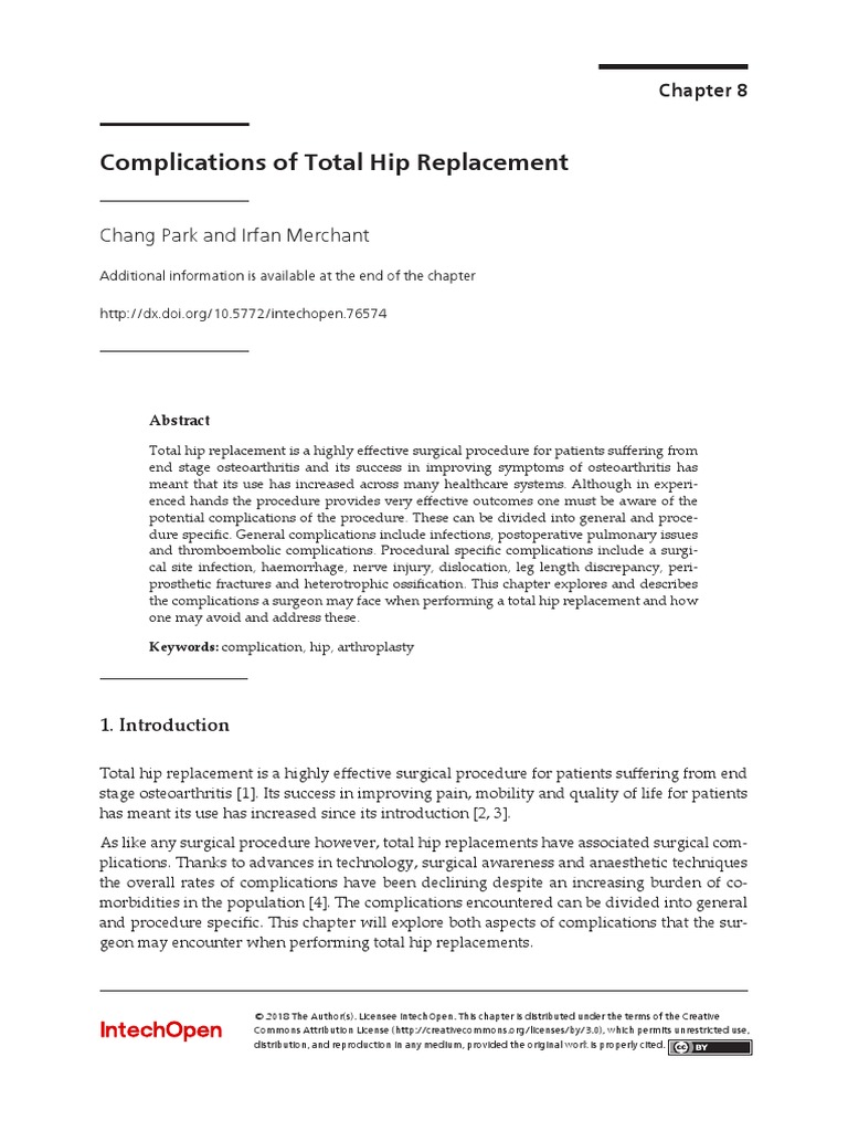 Complications Of Total Hip Replacement Pdf Thrombosis Bleeding