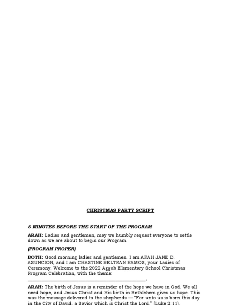Christmas Program Script | PDF | Nativity Of Jesus | Jesus