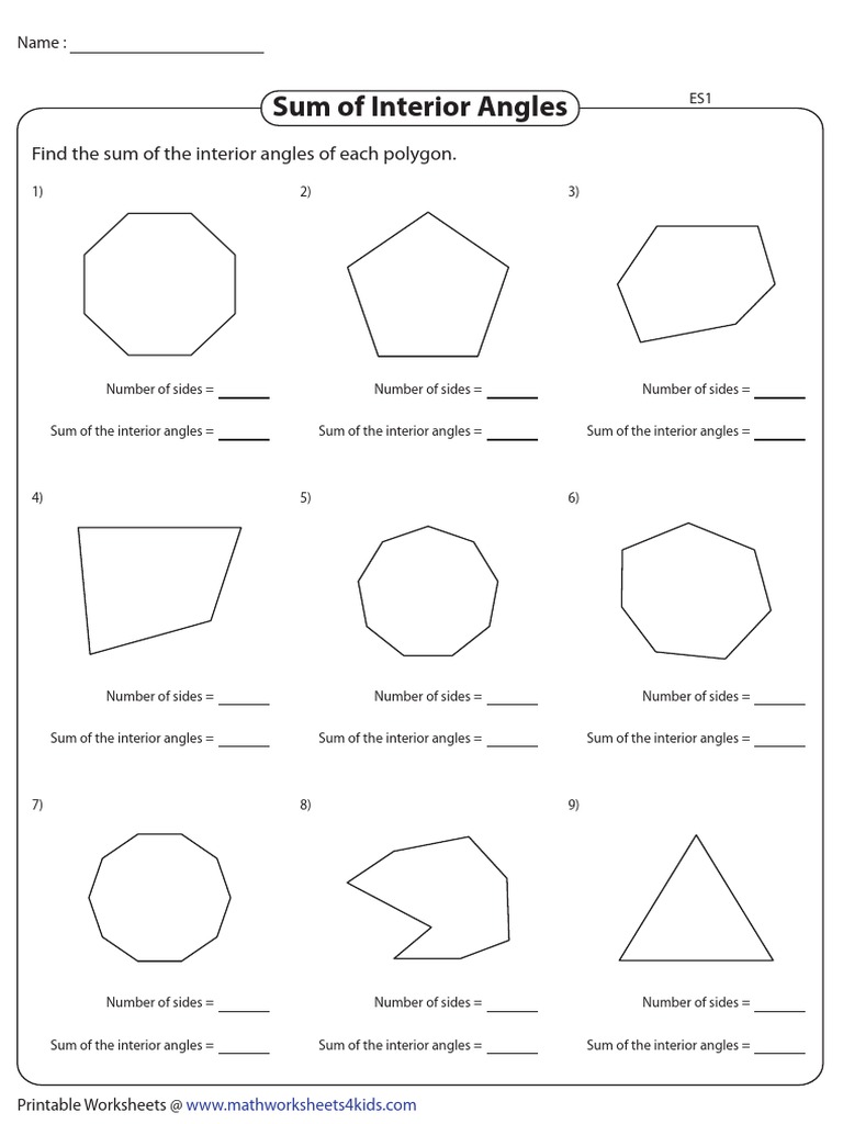 Sum Interior Angles Easy 1 | PDF | Trigonometry | Rotation