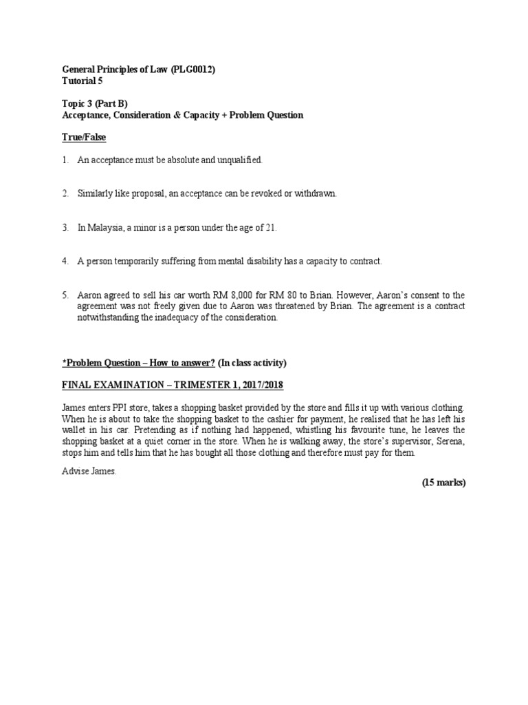 The Essential Elements of a Valid Contract: Acceptance, Consideration, Capacity and a Sample ...