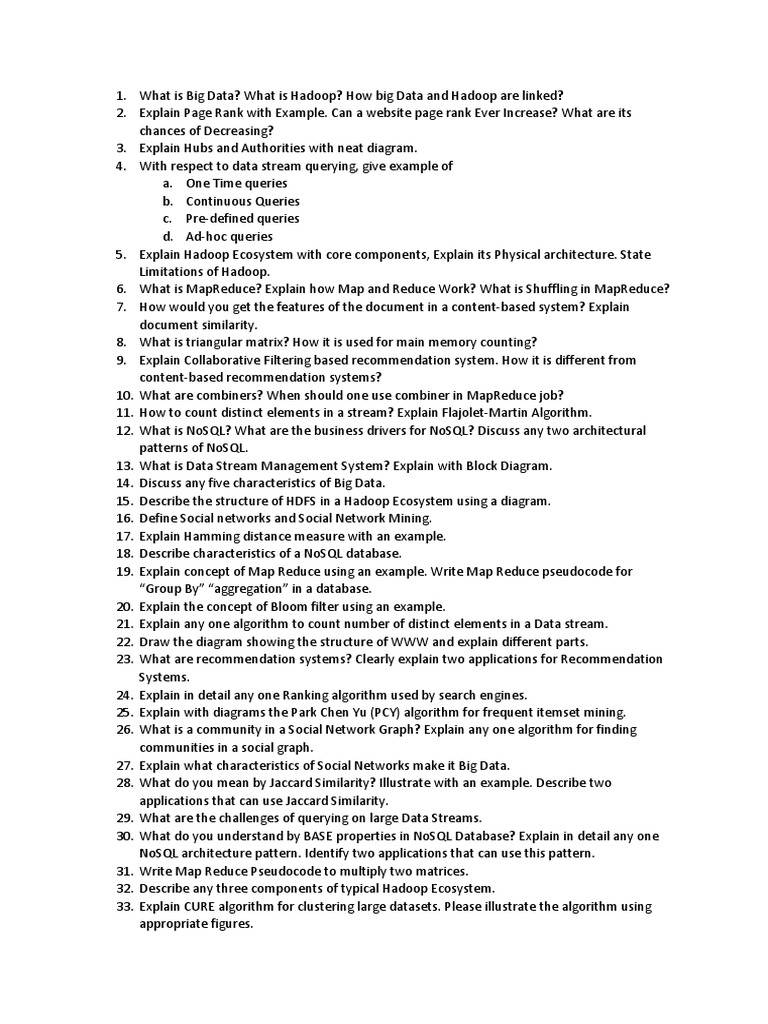 BDA Questions | PDF | No Sql | Map Reduce