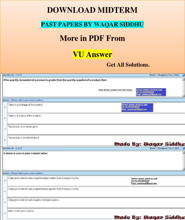 VU Midterm Papers Download | PDF