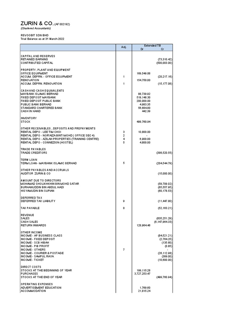 Revoobit - Extended Trial Balance 2022 | PDF | Economies | Financial ...